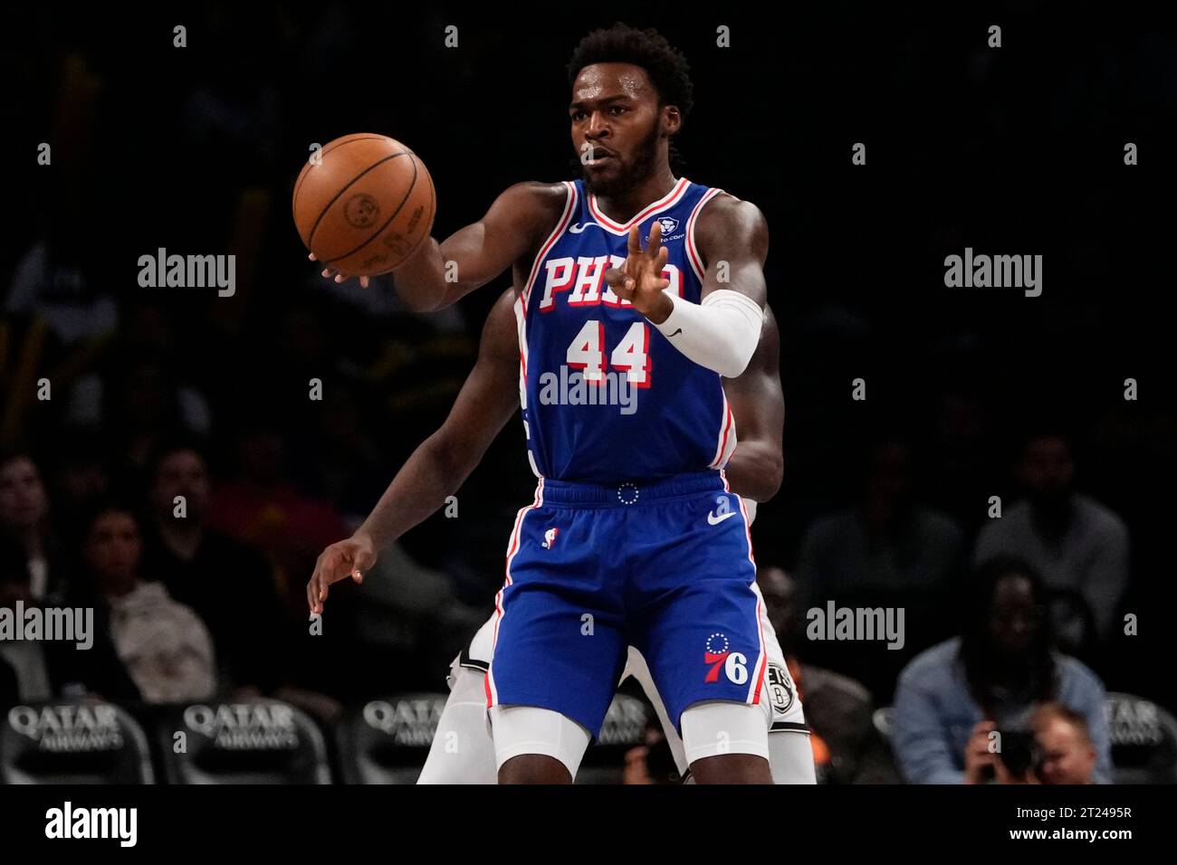 Philadelphia 76ers' Paul Reed (44) passes during the second half of a ...