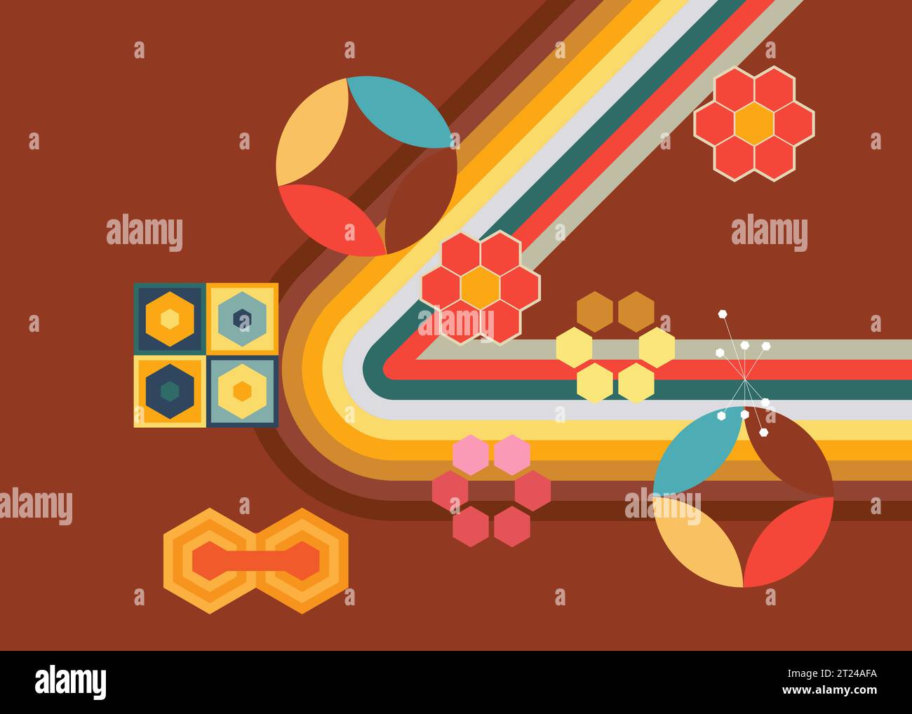 Simple retro 70s background. Groovy abstract 1970s art template ...