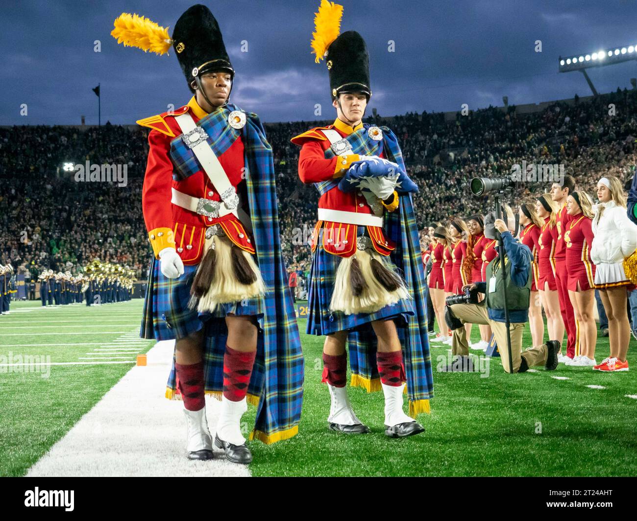 SOUTH BEND, IN - OCTOBER 14: The Notre Dame Fighting Irish color guard ...
