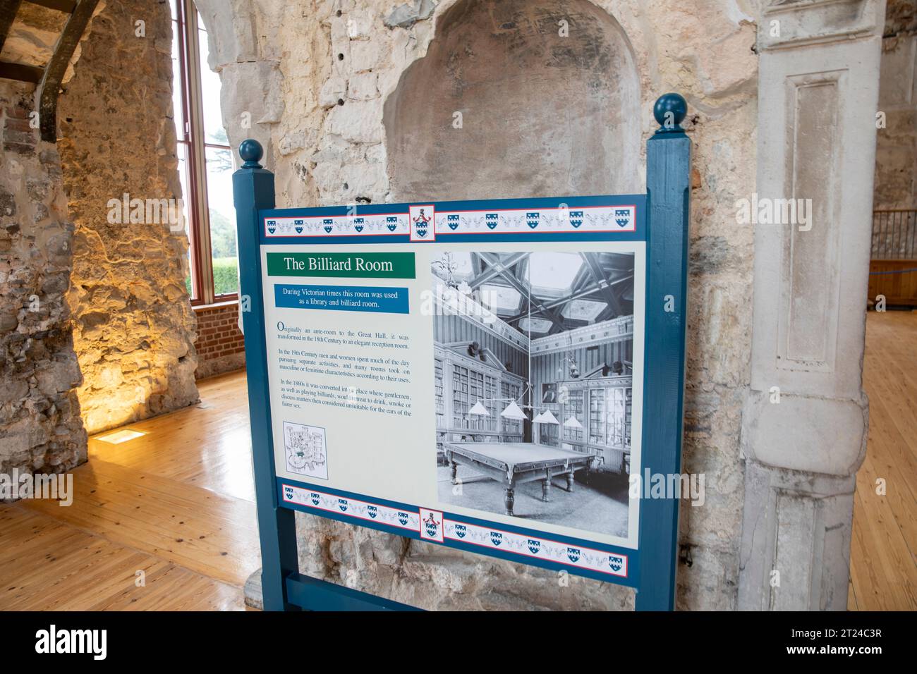 Lulworth Castle in Dorset, interior of the castle showing billiard room ...