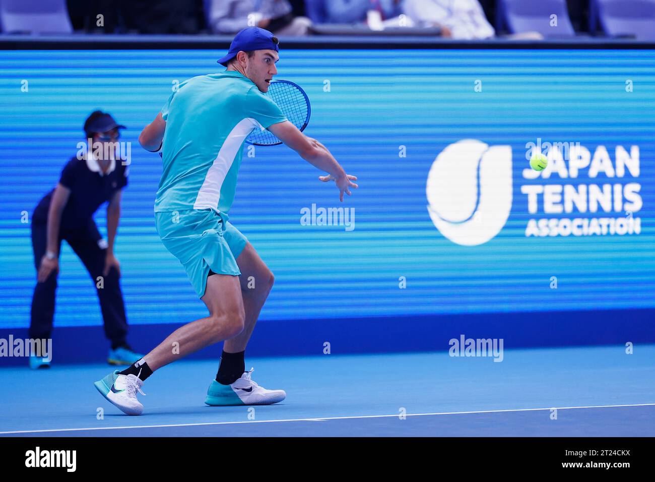 Tokyo, Japan. 17th Oct, 2023. Jack DRAPER (GBR) hits a return against ...