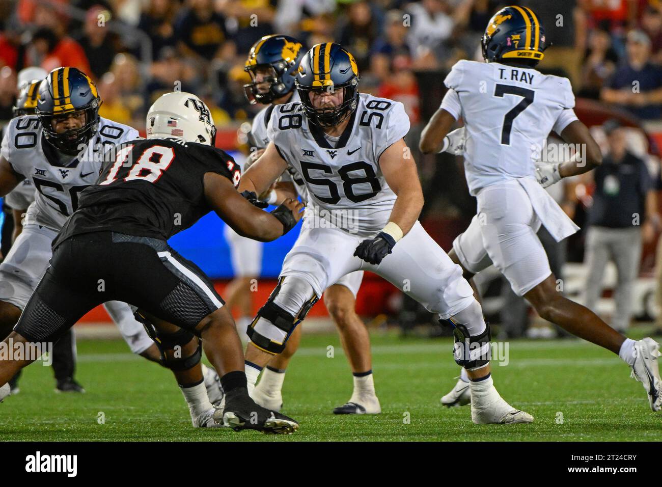 HOUSTON, TX - OCTOBER 12: West Virginia Mountaineers offensive lineman ...