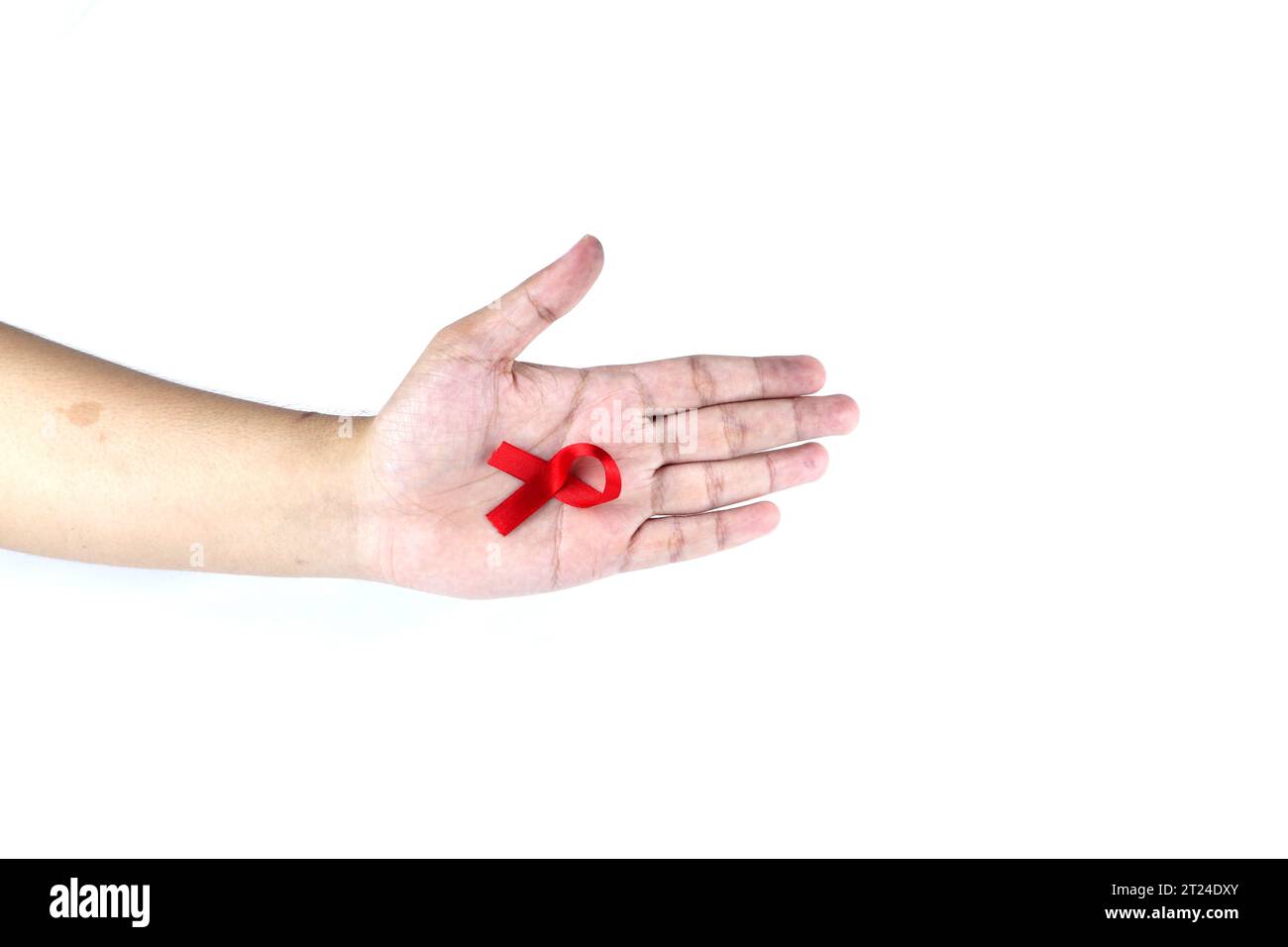 hand symbol with red ribbon Stock Photo - Alamy