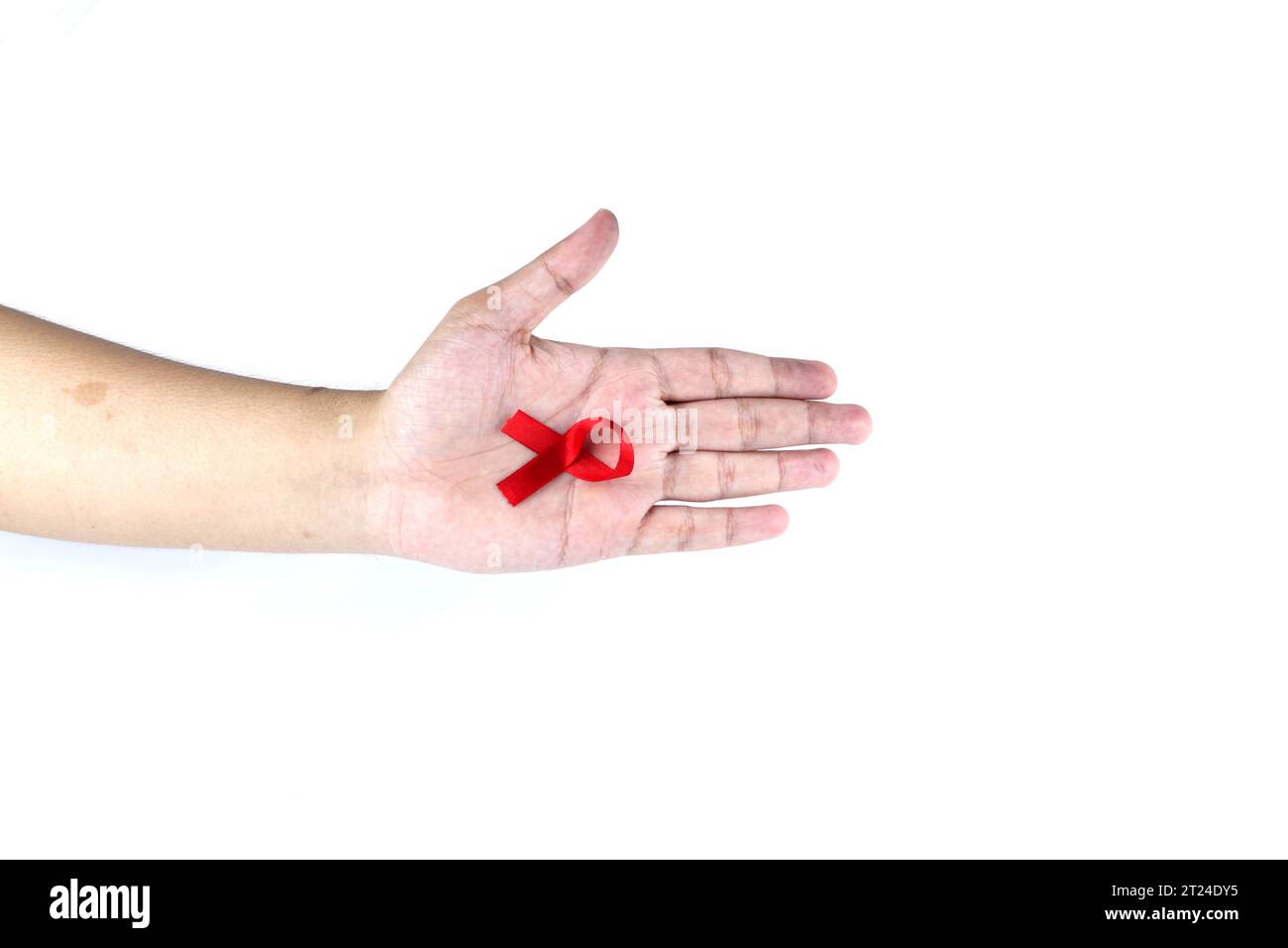 hand symbol with red ribbon Stock Photo - Alamy