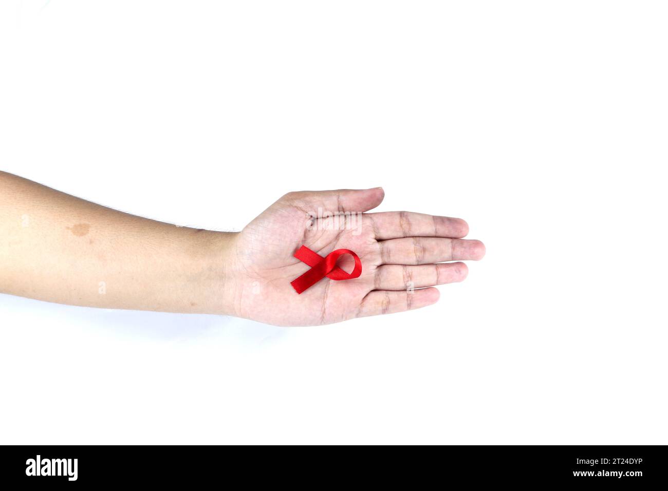 hand symbol with red ribbon Stock Photo - Alamy
