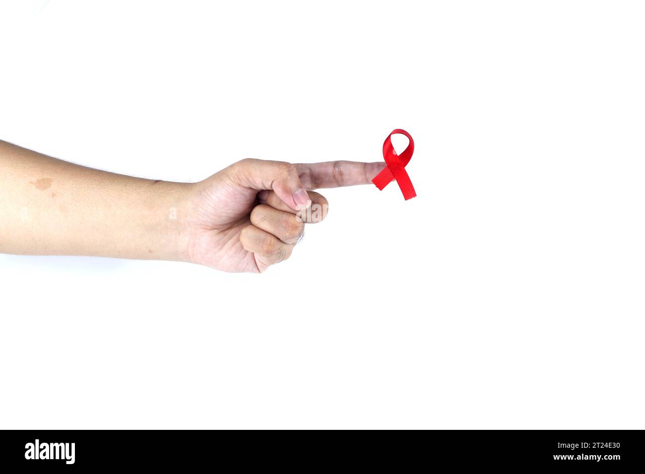 hand symbol with red ribbon Stock Photo - Alamy