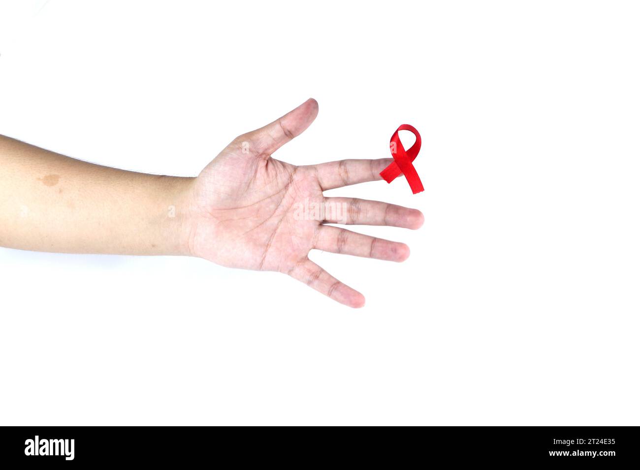 hand symbol with red ribbon Stock Photo - Alamy