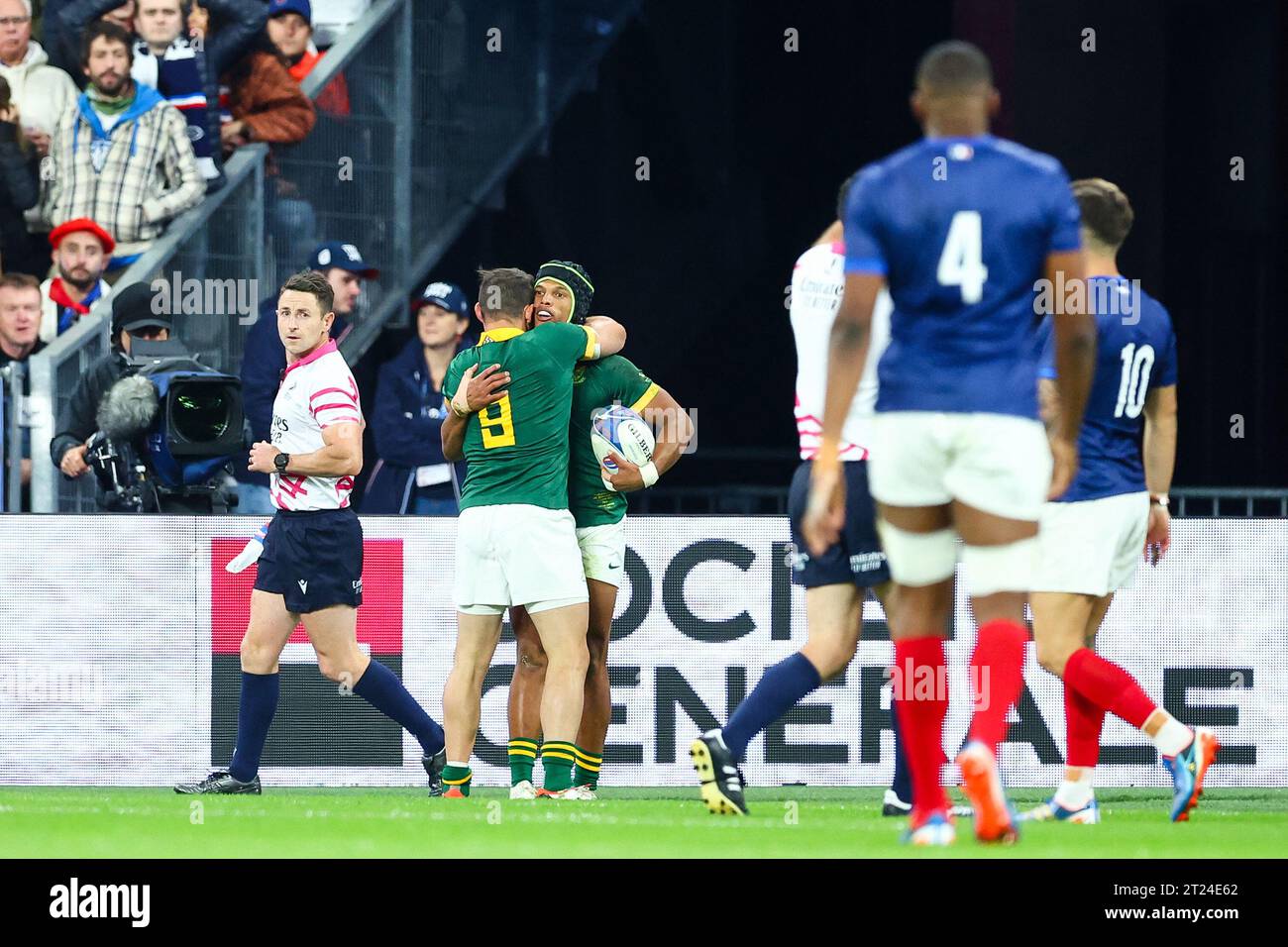 Kurt-Lee Arendse #14 of South Africa and Cobus Reinach #9 of South ...