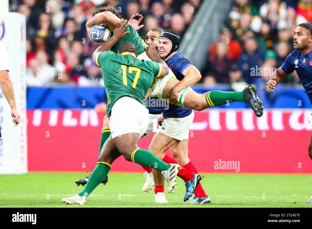 Ox Nche #17 of South Africa, Eben Etzebeth #4 of South Africa and ...