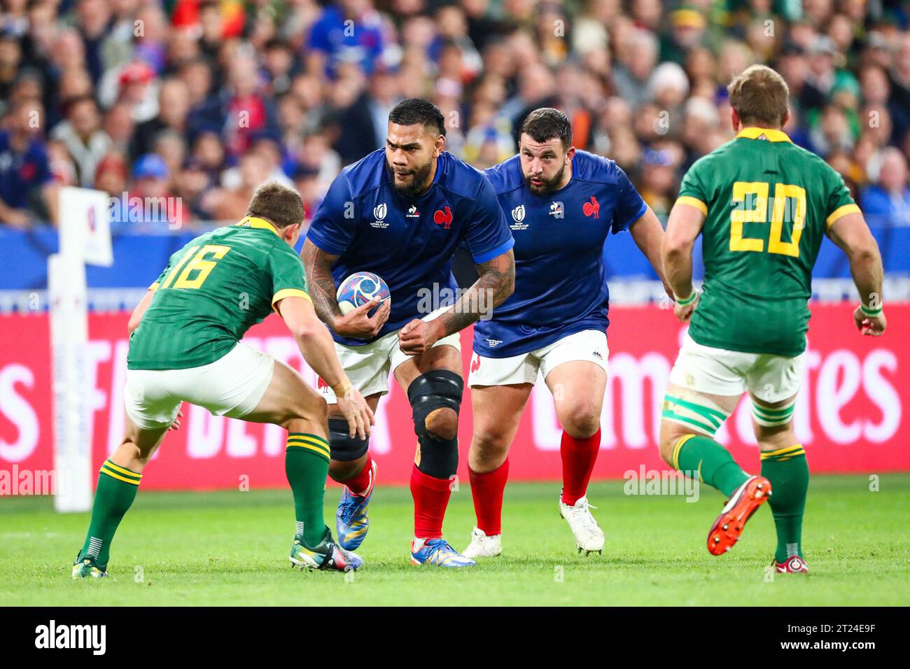 Deon Fourie #16 of South Africa, Romain Taofifenua #19 of France and ...