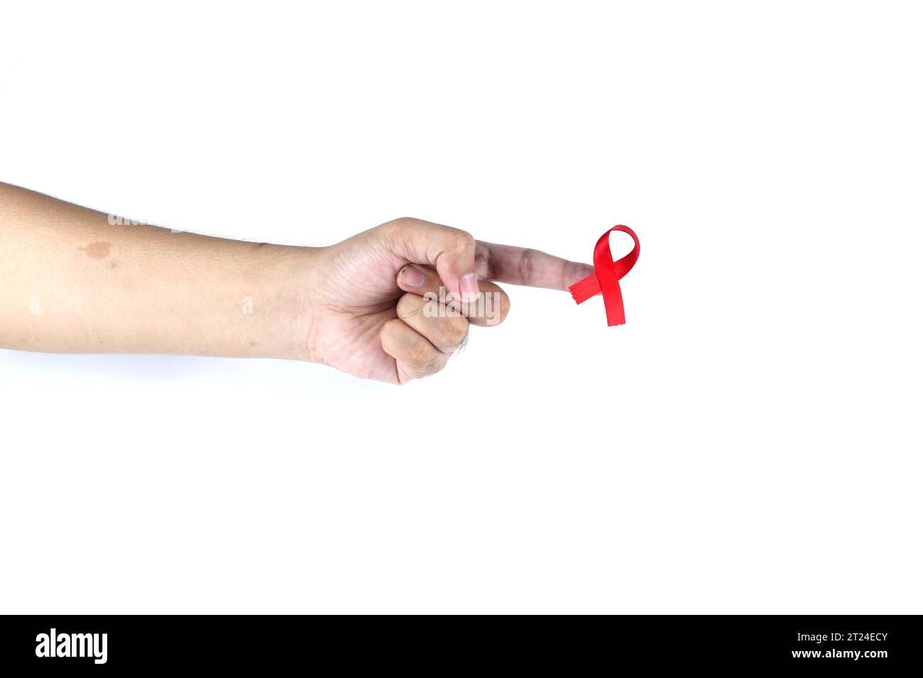 hand symbol with red ribbon Stock Photo - Alamy