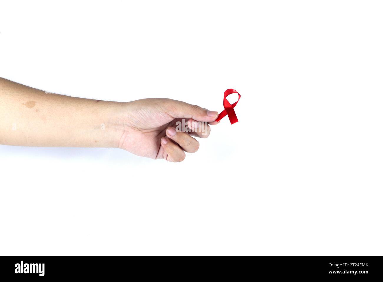 hand symbol with red ribbon Stock Photo - Alamy