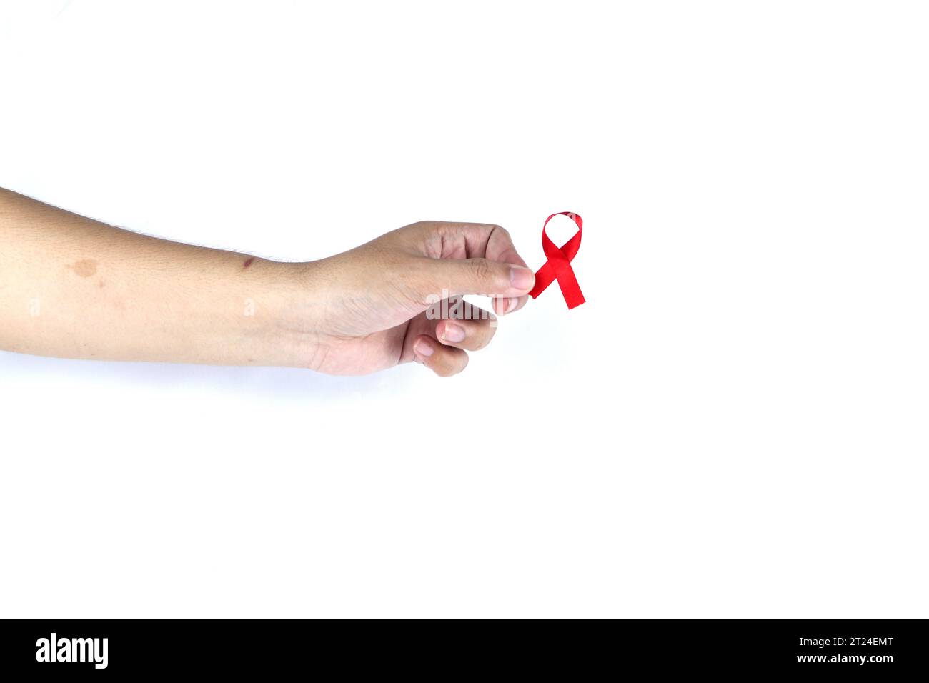 hand symbol with red ribbon Stock Photo - Alamy