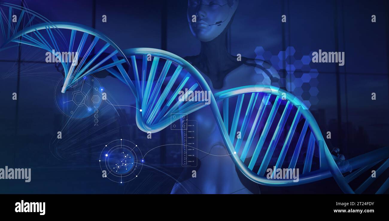The work of AI android with DNA Stock Photo - Alamy