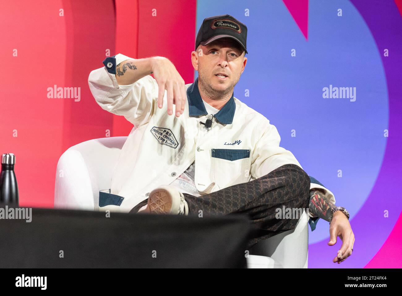 Ryan Tedder in coversation with Brian Monaco during Advertising Week in ...