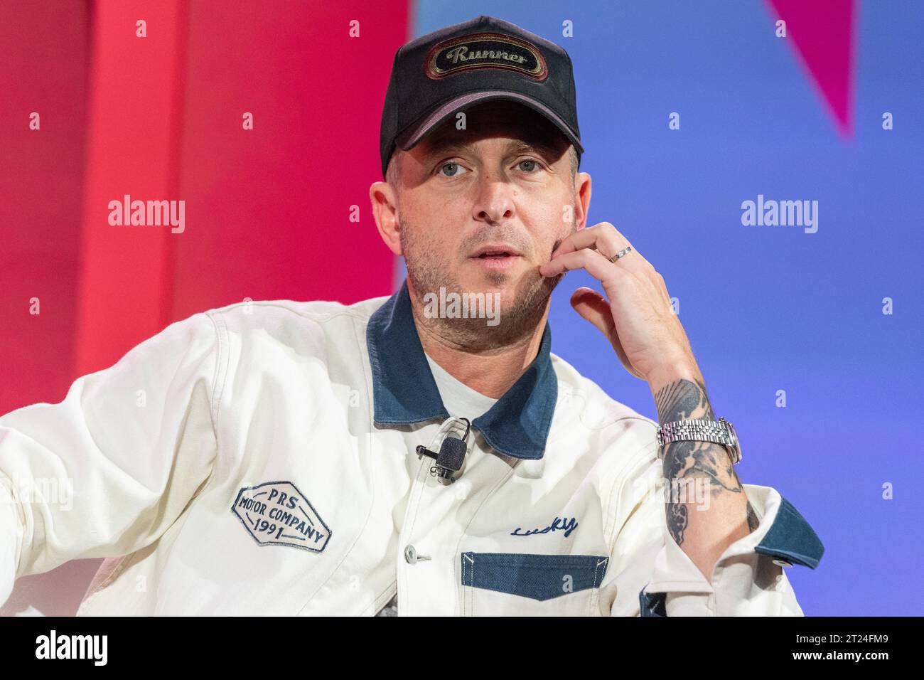 Ryan Tedder in coversation with Brian Monaco during Advertising Week in ...