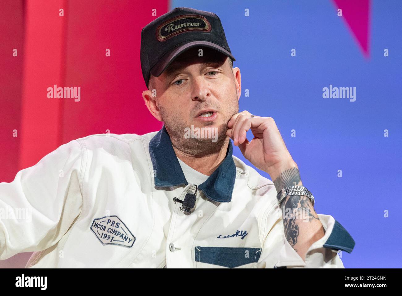 New York, USA. 16th Oct, 2023. Lead singer of OneRepublic Ryan Tedder ...