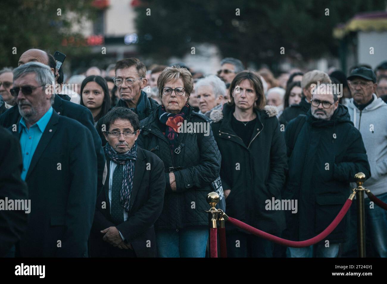Conflans Sainte Honorine, France. 16th Oct, 2023. A rally in tribute to ...