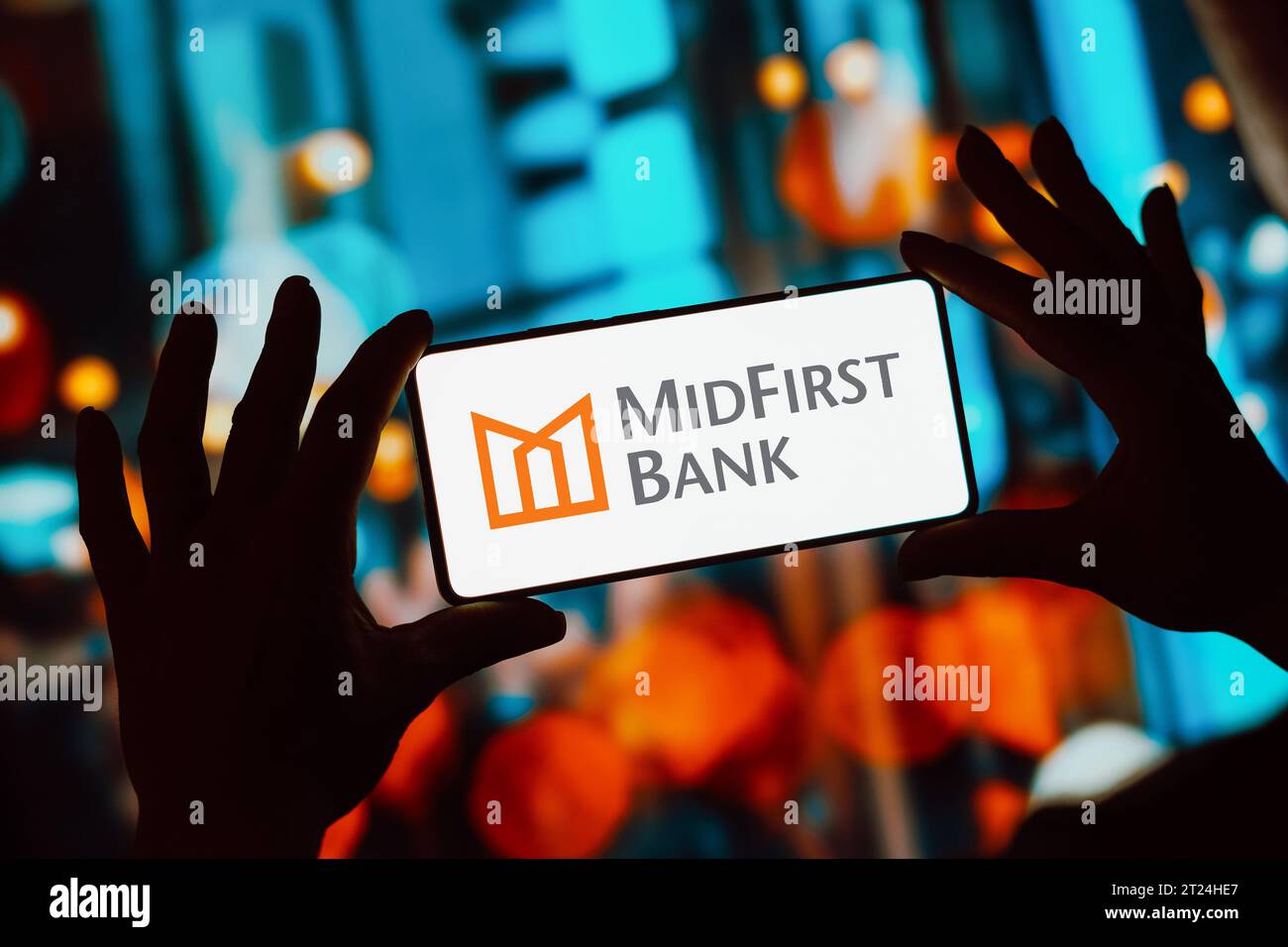 Brazil. 16th Oct, 2023. In this photo illustration, the MidFirst Bank ...