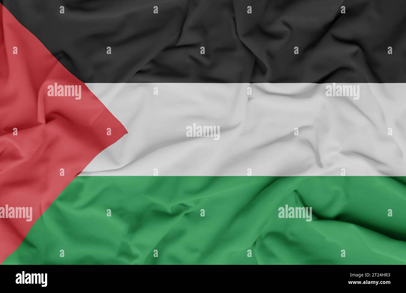 Palestinian Flag of State of Palestine with Vibrant Colors and Fabric ...