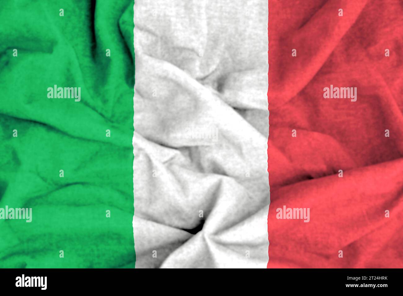 Italian flag of Italy State with vibrant colors and fabric background ...