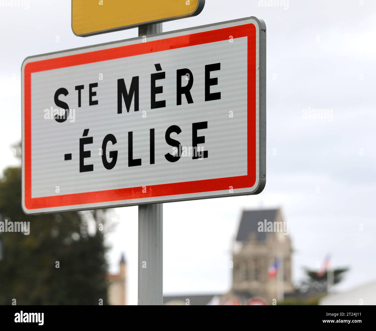 French road sign indicating the location where there is a memorial with ...