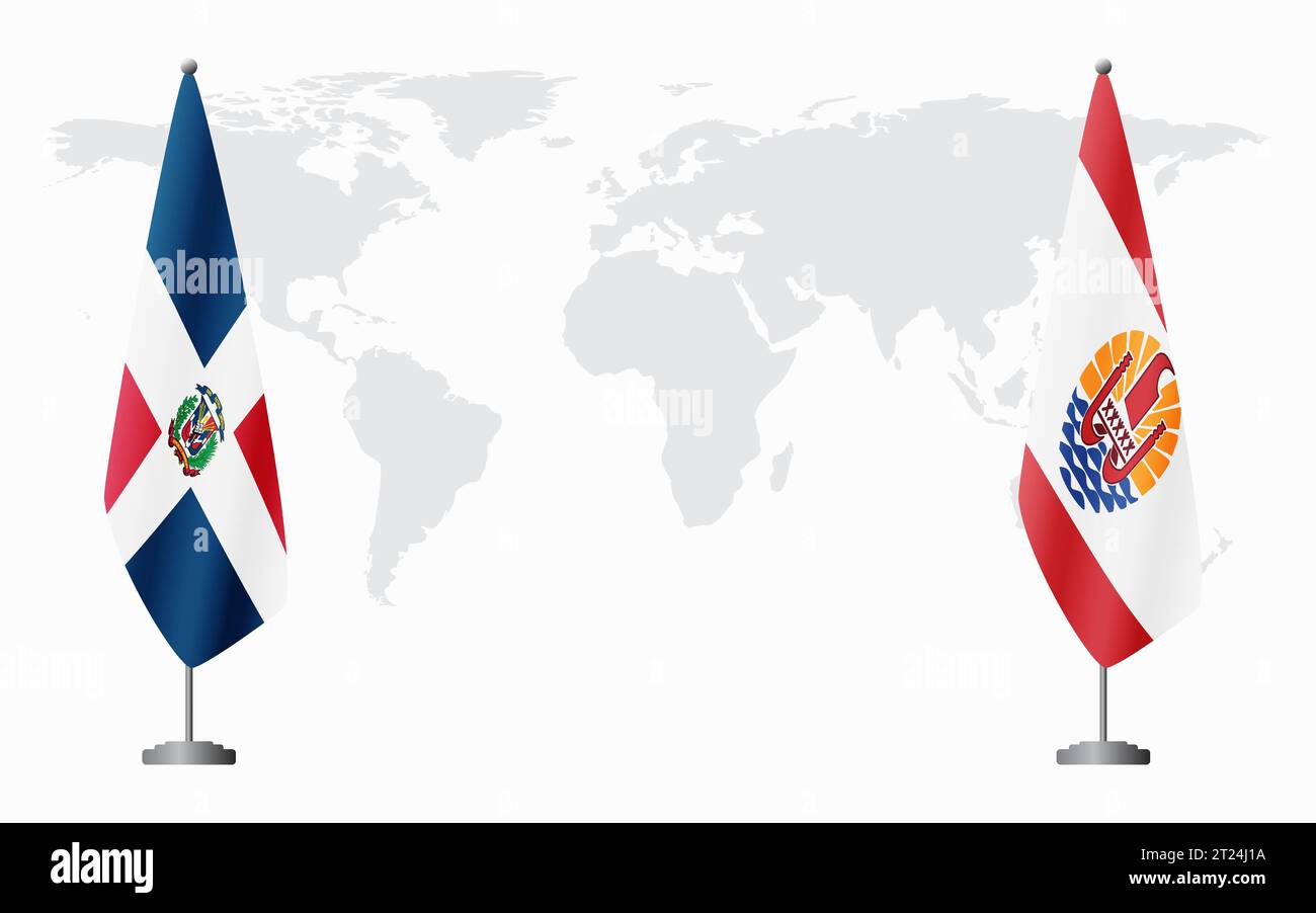 Dominican Republic and French Polynesia flags for official meeting ...