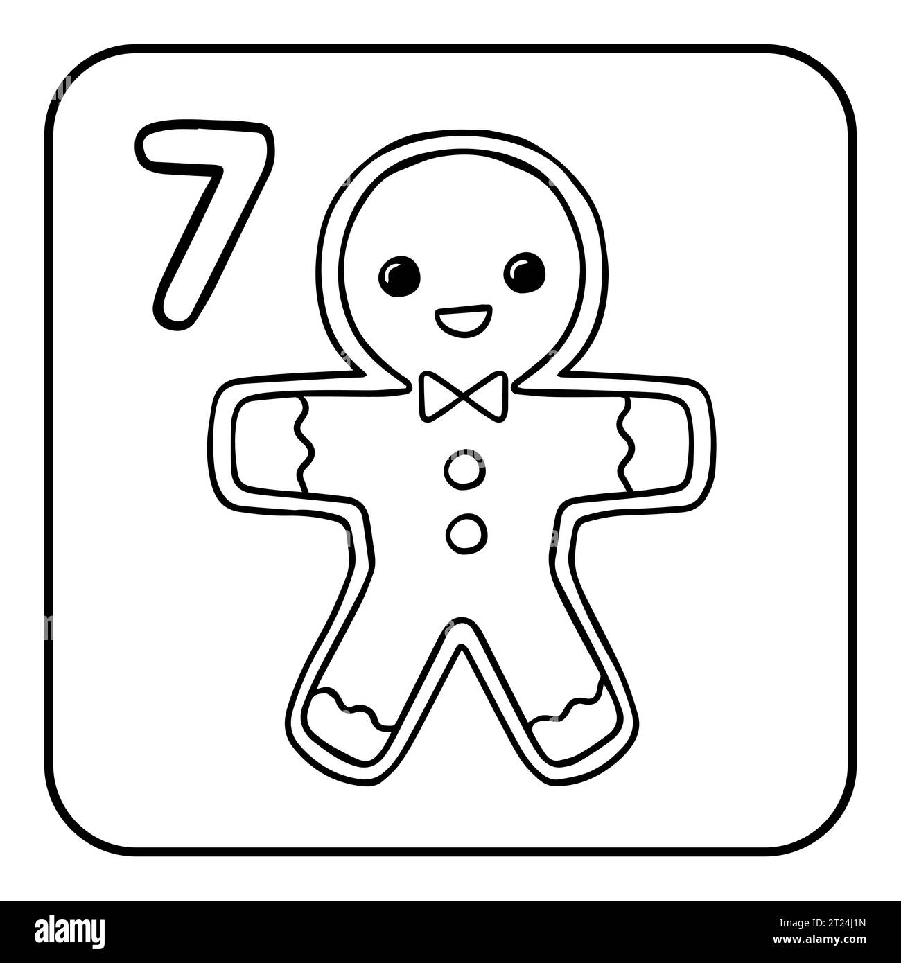Xmas coloring advent calendar. Hand drawn vector gingerbread man Stock ...