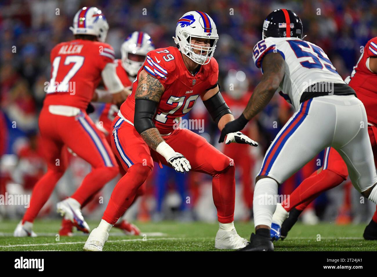 Buffalo Bills tackle Spencer Brown (79) blocks against New York Giants ...