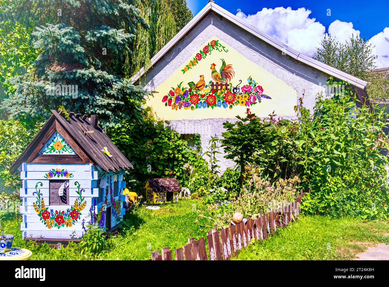 A rustic building with beautiful floral paintings Stock Photo - Alamy