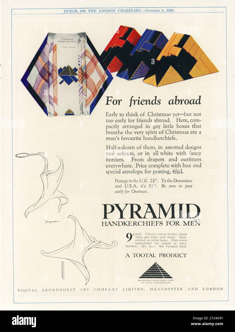 PYRAMID HANDKERCHIEFS FOR MEN 1930 British Magazine Advertisement Stock ...