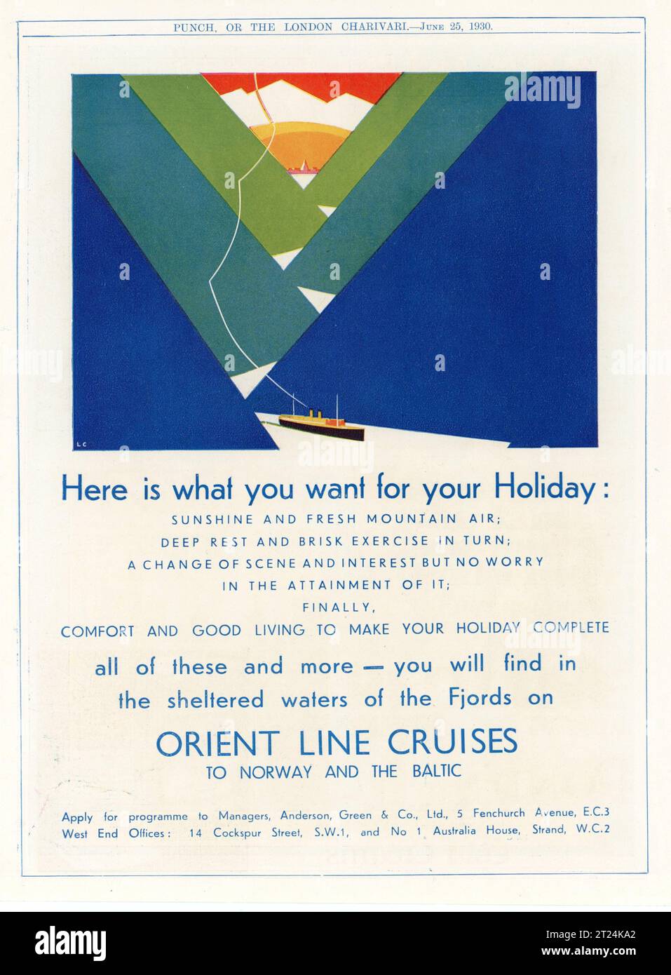 ORIENT LINE CRUISES TO NORWAY AND THE BALTIC 1930 British Magazine ...