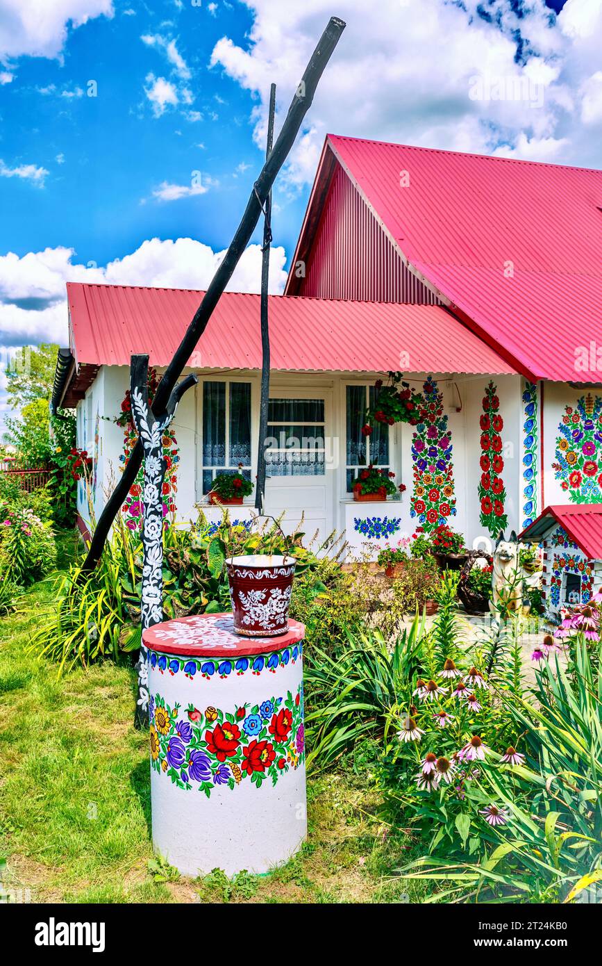 A rustic building with beautiful floral paintings Stock Photo - Alamy