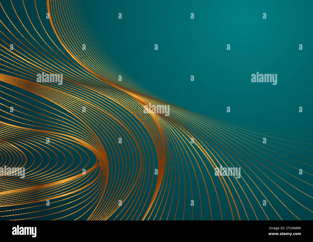 Turquoise abstract background with golden wavy pattern. Art deco ...