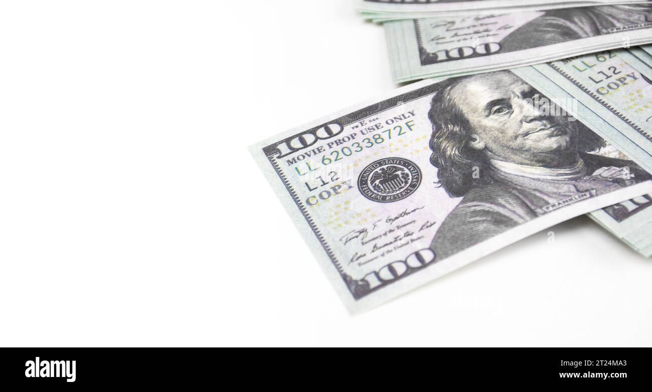 US dollar banknote replica for movie prop use on white background ...