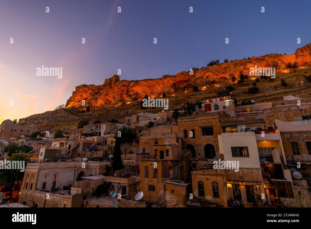 Ancient and stone houses of Old Mardin (Eski Mardin) with Mardin Castle ...