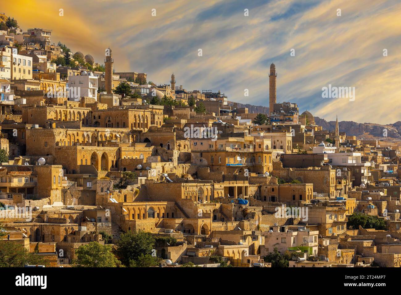 Ancient and stone houses of Old Mardin (Eski Mardin) with Mardin Castle ...