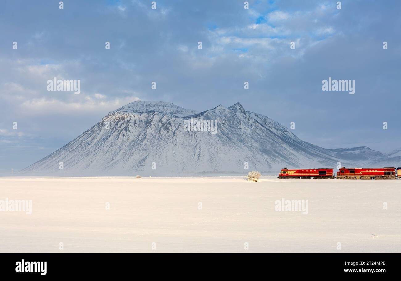 Bitlis Province, Tatvan district, Kirkor Mountain and train crossing ...
