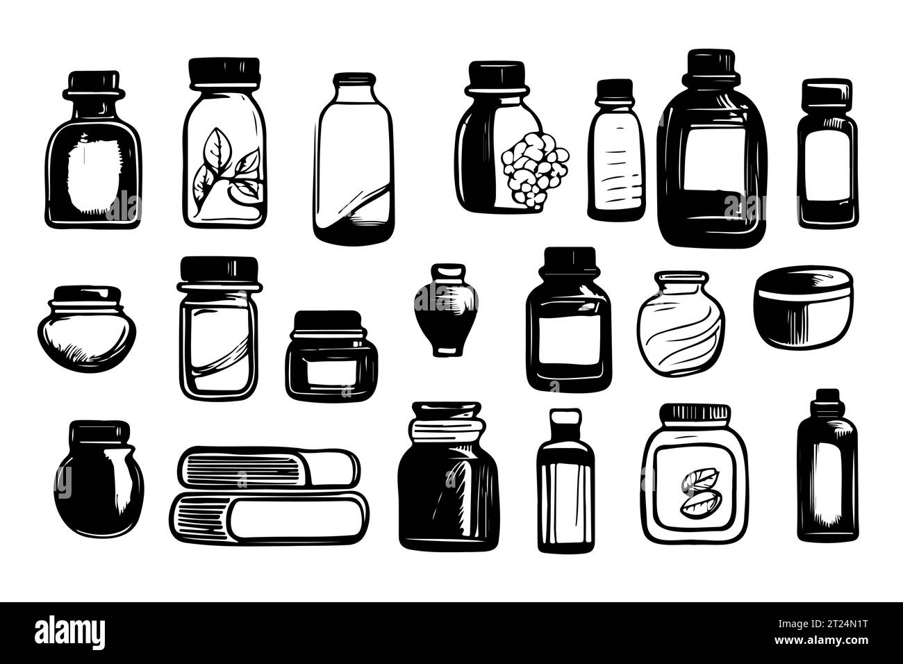 Cosmetics glass, drugstore bottles, oils, serums. Illustration graphic ...