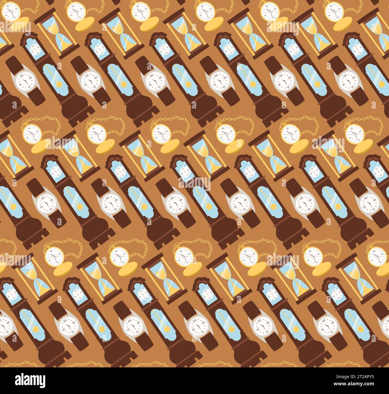 Vintage clocks and watches seamless pattern. Vector illustration of ...