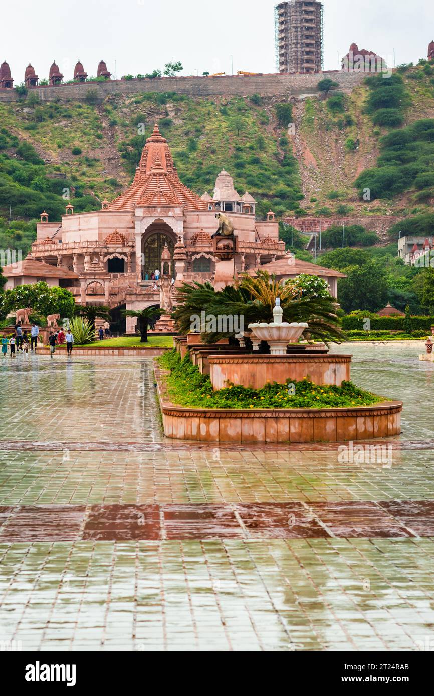 artistic red stone jain temple at morning from unique angle image is ...