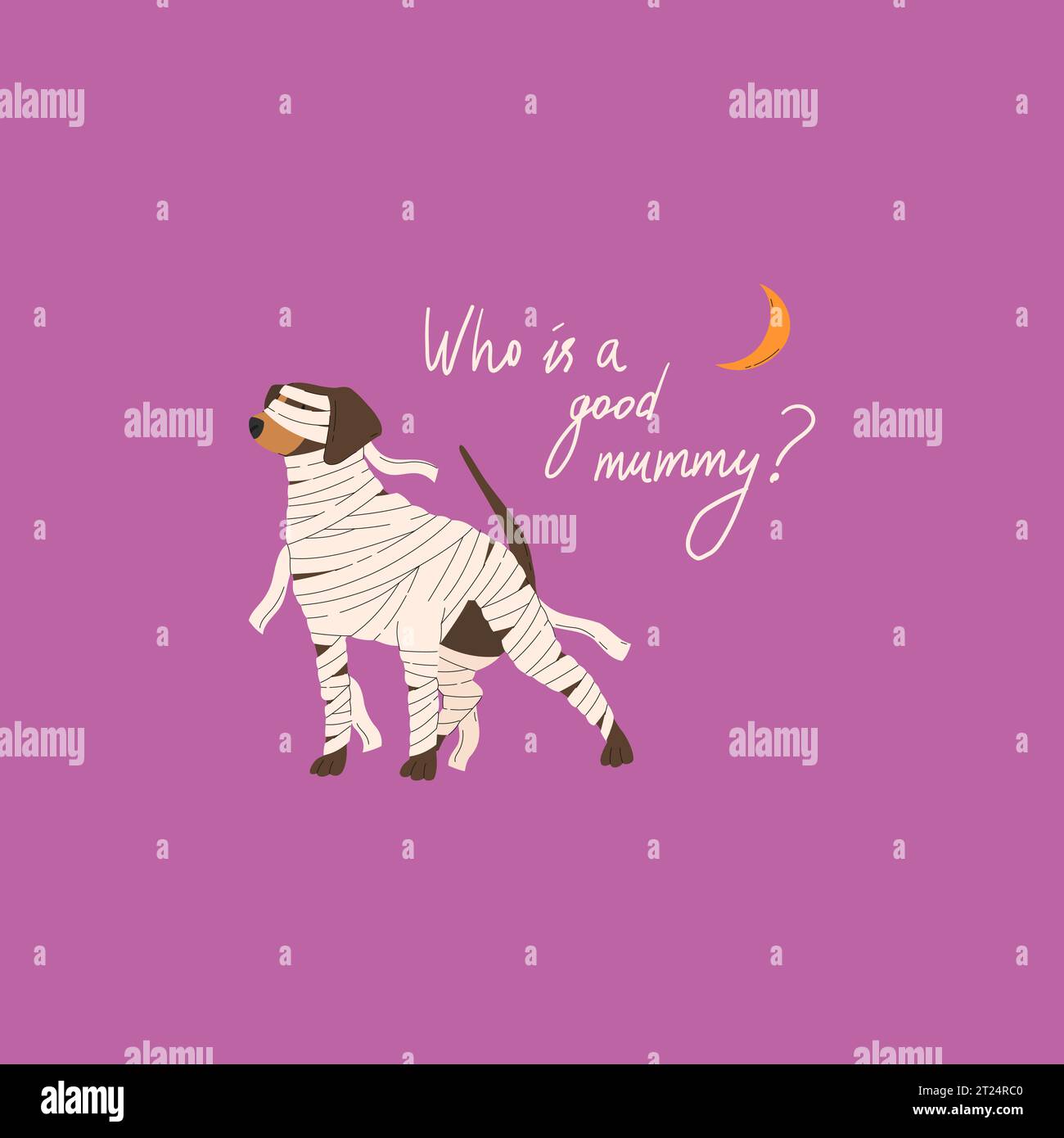 Dog in mummy Halloween costume. Happy Halloween vector illustration ...