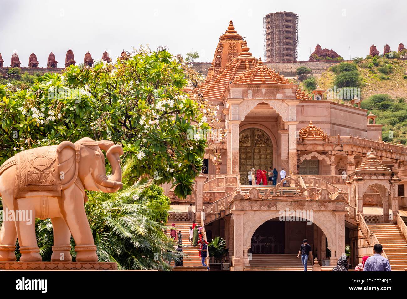 artistic red stone jain temple at morning from unique angle image is ...