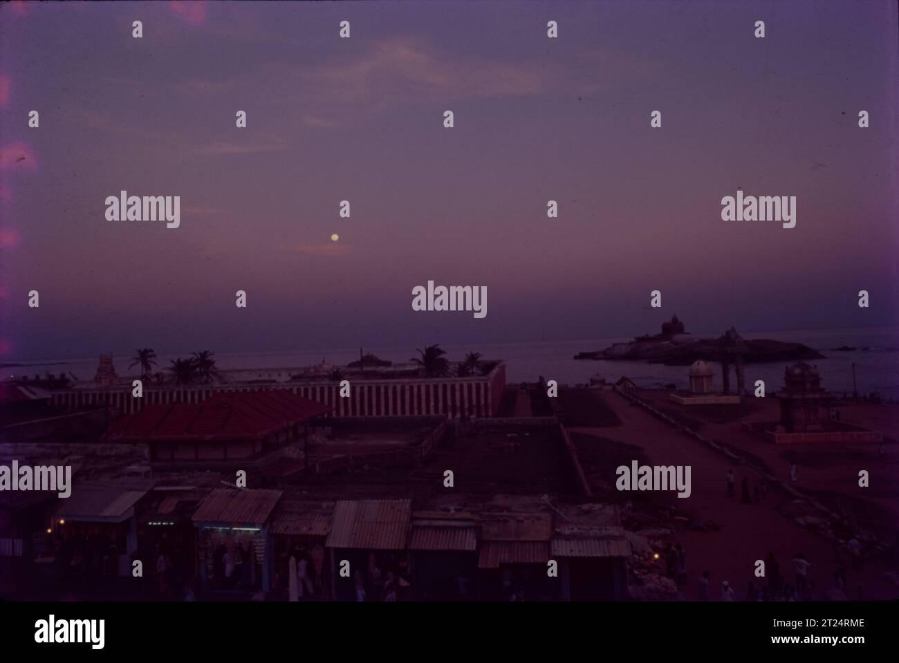 Moon Rise at Sothern Most Tip of India, Kanyakumari, India Stock Photo ...