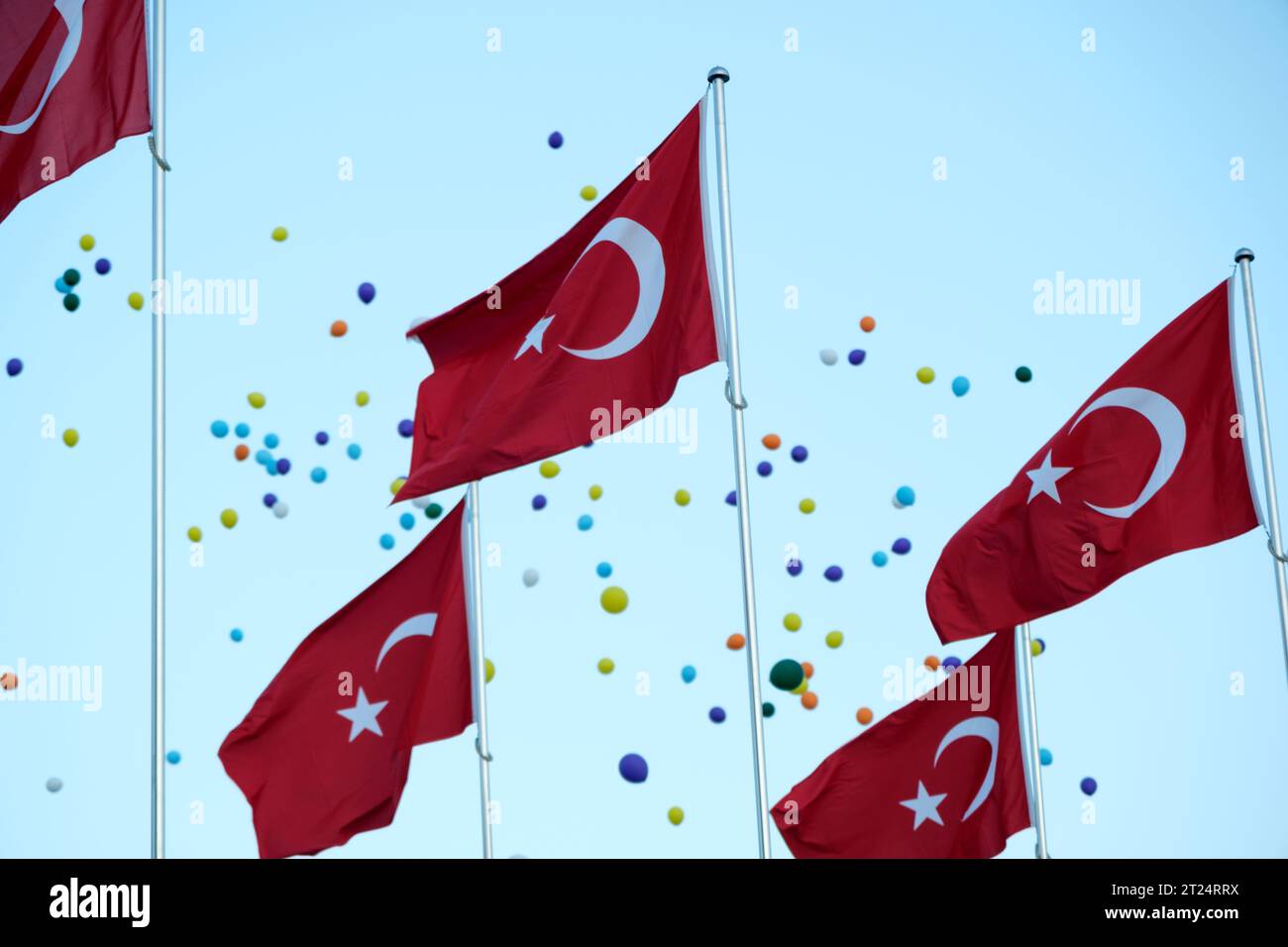 Izmir, Turkey - September 1, 2023: Turkish flags proudly wave at the ...