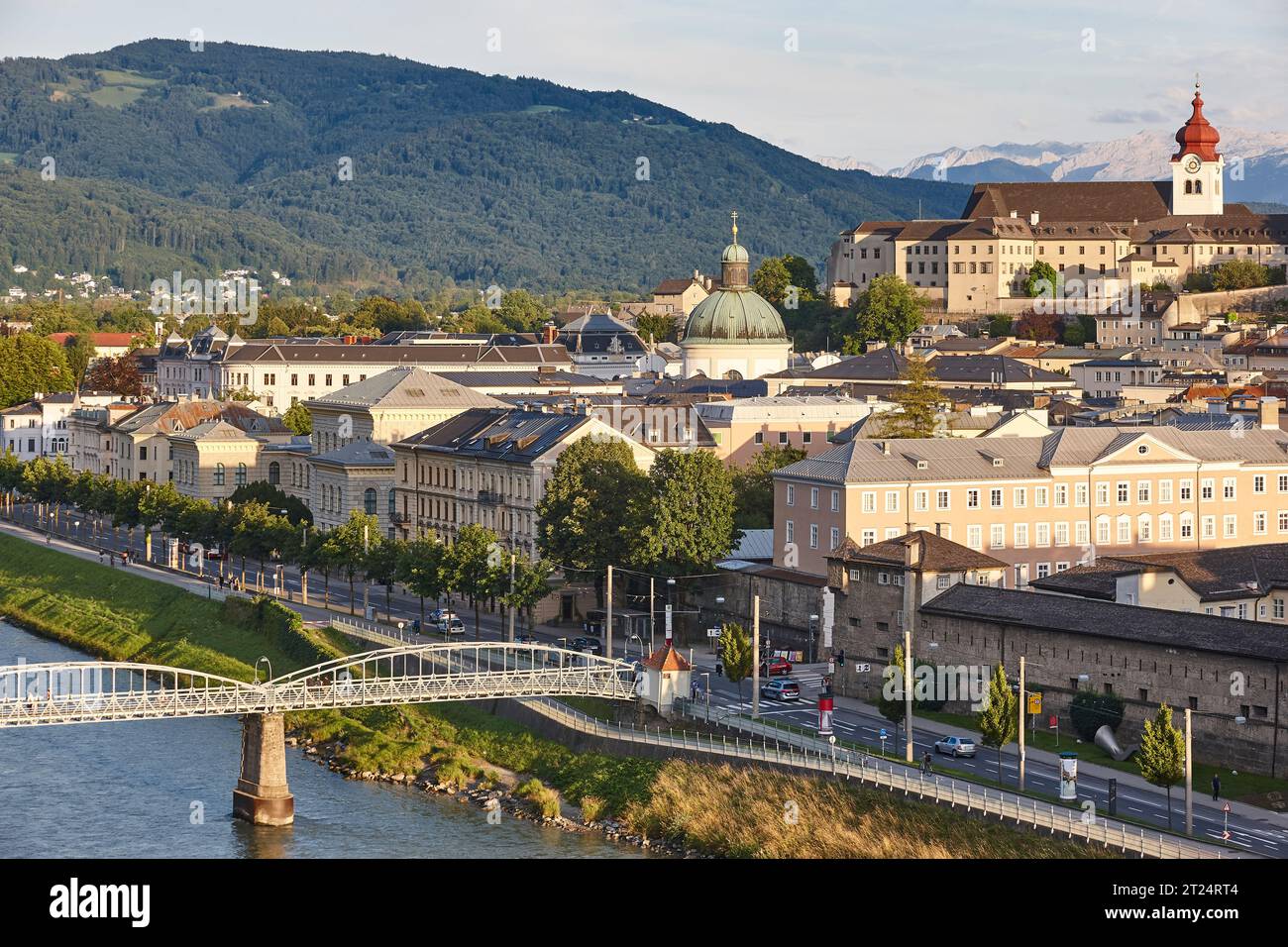 Nonnberg abbey and Salzach river. Salzburg. World heritage. Austria ...