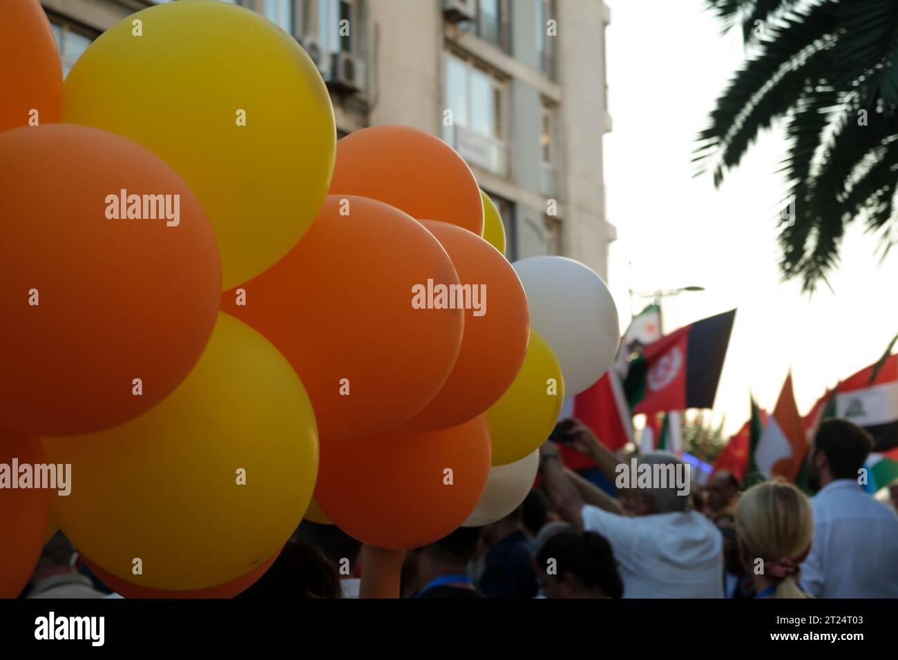 Izmir, Turkey - September 1, 2023: Crowds with flags from various ...