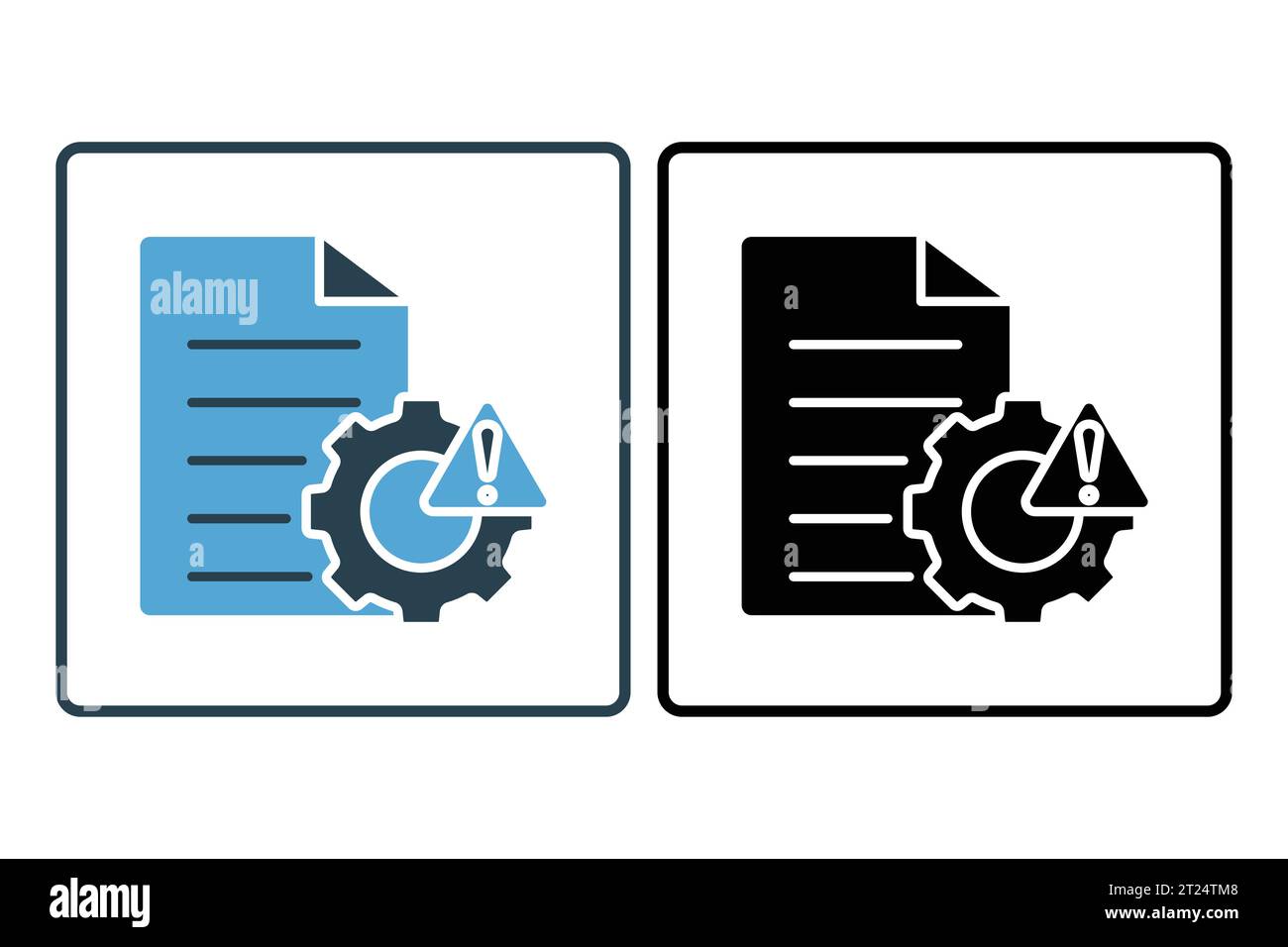 Error Report Icon Document With Gear And Exclamation Mark Icon Related To Warning