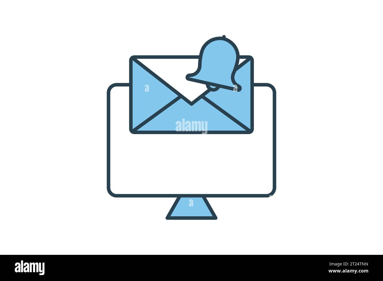 Mail notification icon. computer with bell and exclamation mark. icon ...