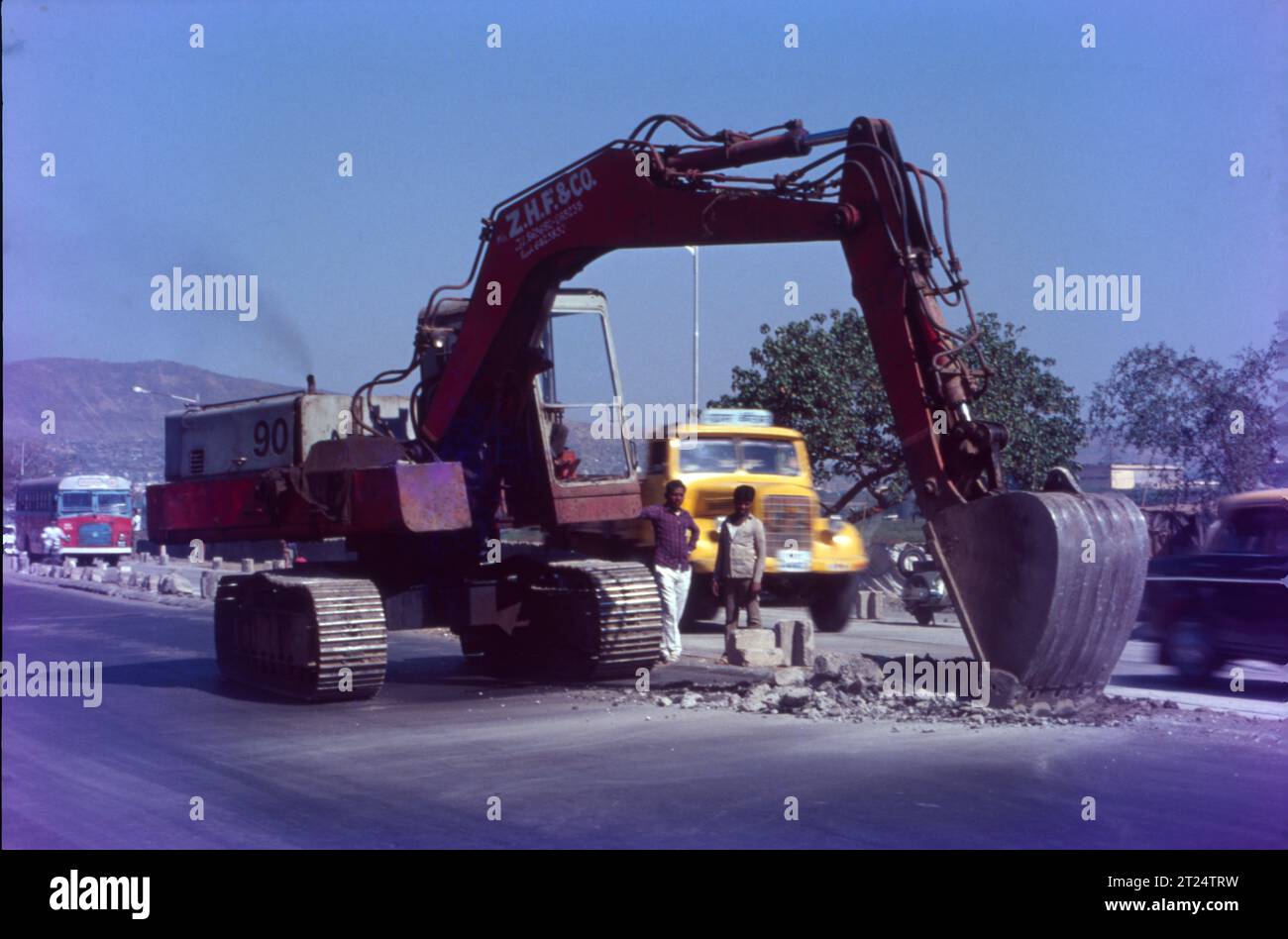 Road Excavator in Action, Road Building, Infra Project, Bombay, India ...